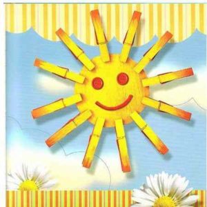 Sol decorativo con pinzas recicladas - Actividades infantil