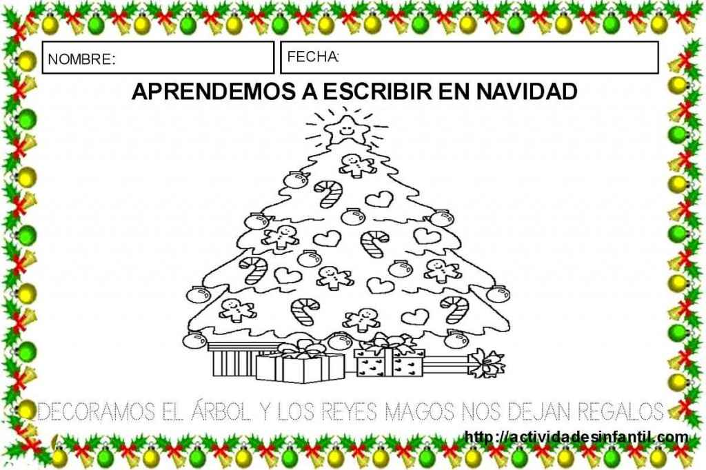Aprendemos a escribir en Navidad con estas fichas de escritura