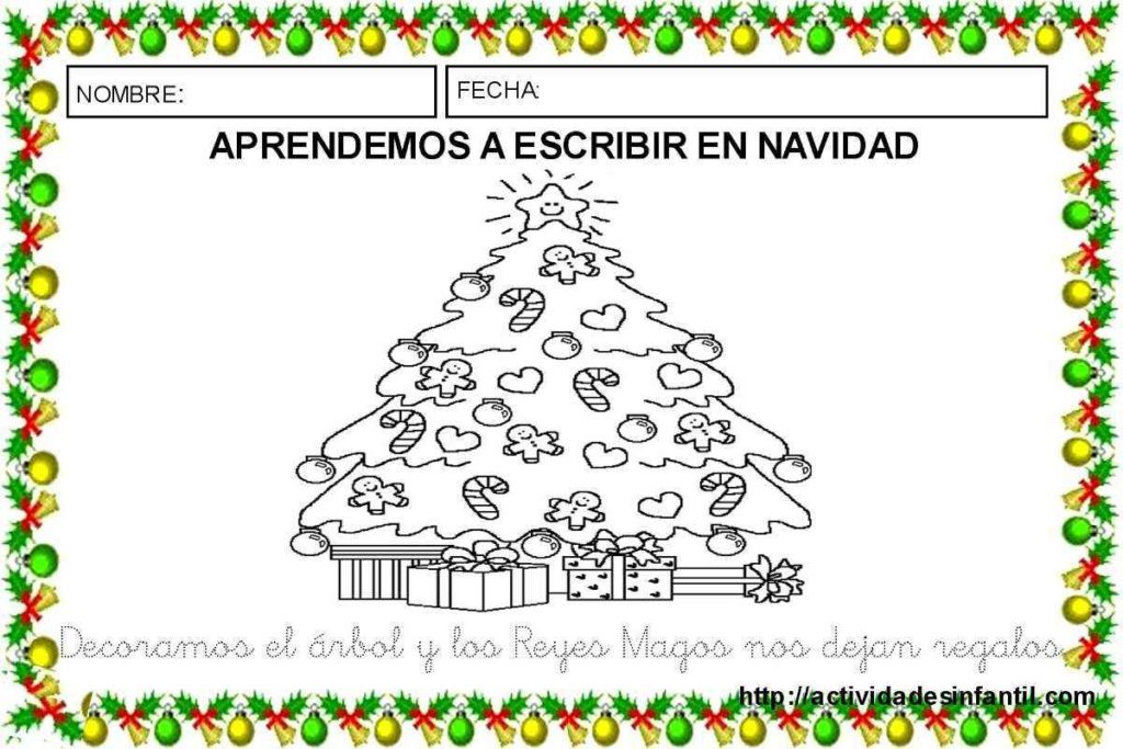 Aprendemos a escribir en Navidad con estas fichas de escritura